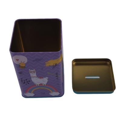 China Quadrado Tin Box Tin Coin Bank da propaganda do vintage para o empacotamento da promoção à venda