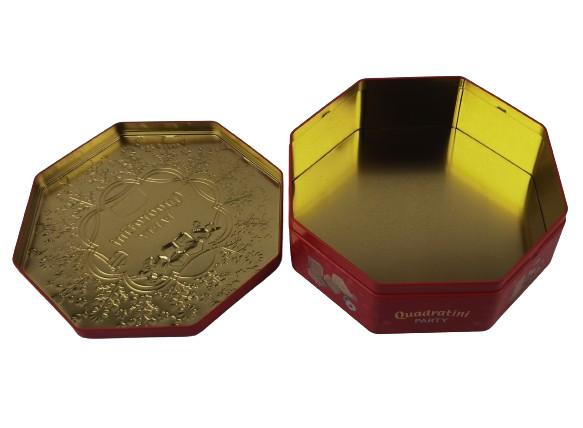 食品とプロモーションパッケージ用の八角形のクッキー缶容器