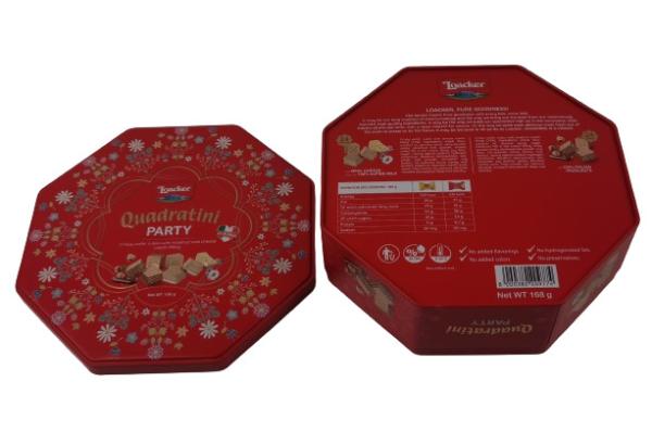 食品とプロモーションパッケージ用の八角形のクッキー缶容器
