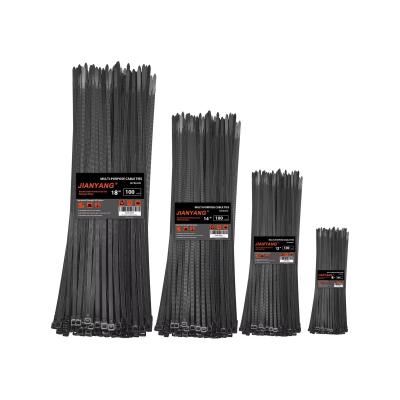 China 8+12+14+18 Inch Double Sided Toothed Zip Ties Assorted Size 100 LBS Tensile Strength Heavy Duty Nylon Cable Wire Ties for sale