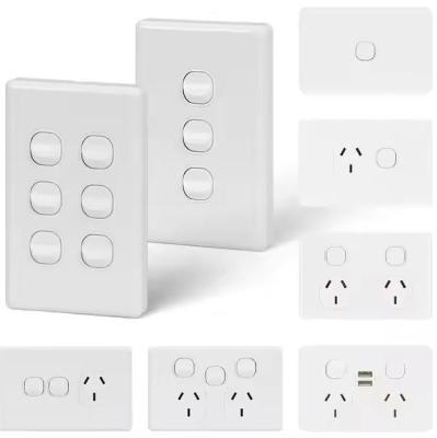 China V Series America 2 Gang Elegant Double Pole Wall Switches PC Material 250V Max Voltage 16A Max Current for Home & Hotel Use for sale