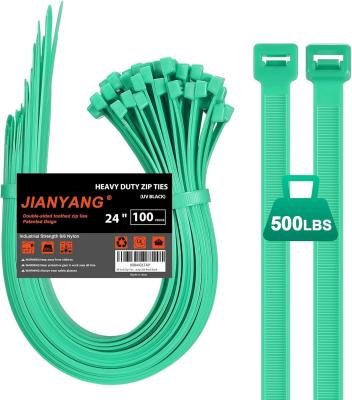 China Heavy Duty 24-Inch Long Zip Ties 500 LBS Tensile Strength Double Sided Toothed Nylon Cable Ties Super Durable Extra Large Ties for sale