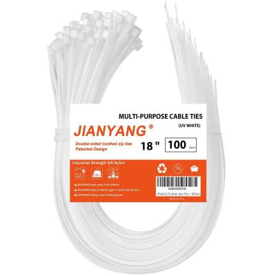 China 18Inch Zip Ties Double Sided Toothed 70 LBS Tensile Strength Heavy Duty Cable Wire Ties With Self-Locking Adju for sale