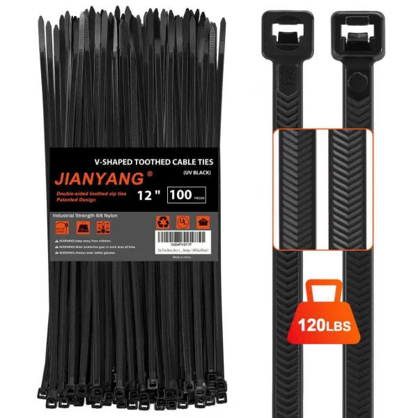 Quality 300mm Length Electrical Ties Plastic 120 LBS Tensile Strength Reusable Plastic Ties for sale