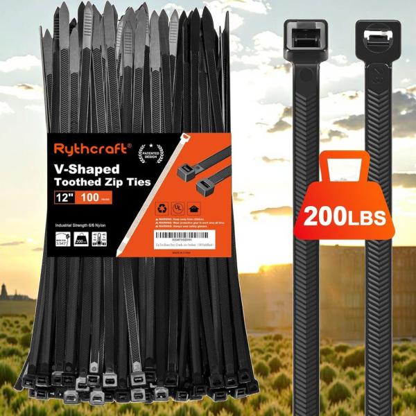 Quality 7.6x300mm Heavy Duty Plastic Zip Ties High Durability For Outdoor Use for sale