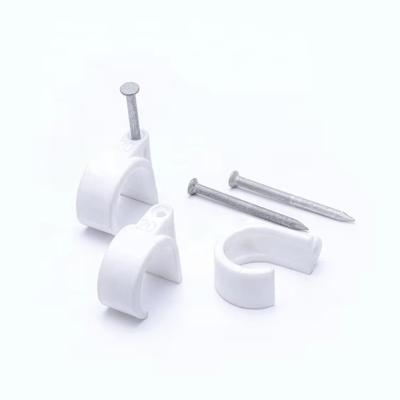 China 1.8*18mm Nail Cable Clip Fixable Professional Plastic Wall Cable Clip for sale