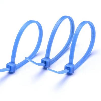 China 4.8*200MM Plastic Pull Ties Blue 200mm Length Reusable Plastic Cable Ties for sale