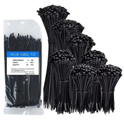 China 18 Lb 4 Inch Self Locking Cable Ties Black Outdoor Eco Friendly for sale