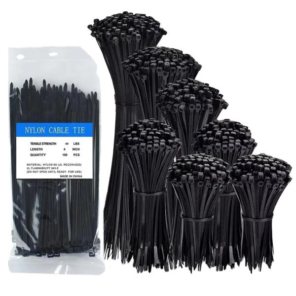 Quality 18 Lb 4 Inch Self Locking Cable Ties Black Outdoor Eco Friendly for sale