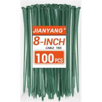Quality Green 8 Inch Plastic Cable Zip 45LB Tensile Strength UV Resistant Nylon Plastic for sale
