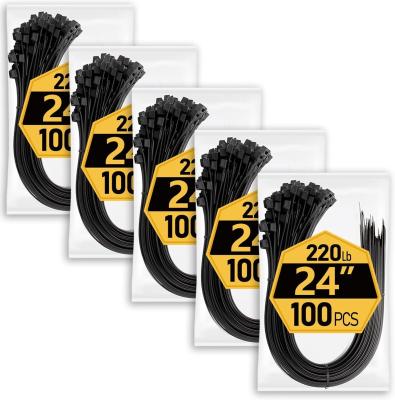 China 24-inch Heavy-Duty Nylon 66 Cable Ties with 220lb Tensile Strength - 500 Pieces for sale