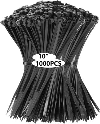 China 10-inch 75LBS Tensile Strength Self-Locking Cable Ties - 1000-Piece Set for sale