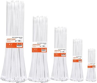 China Heavy-duty self-locking nylon cable ties with 120LBS tensile strength, 500 pieces in 6+8+12+14+18 inch sizes for sale