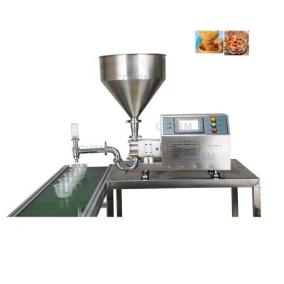 China Automatic servo piston rotor pump mango banana cherry chocolate peanut butter paste single head filling machine with conveyor for sale