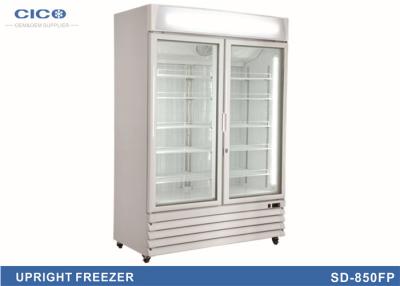 China Double Door Upright Display Fridge Compressor Fan CE Certification for sale