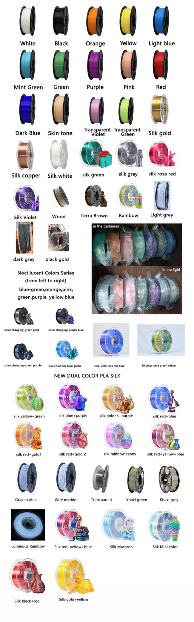 Strong Toughness for 3D Printer Silk Rainbow Color 1.75mm PLA