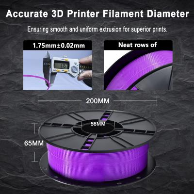 Cina Filamento PETG professionale con robustezza viola migliorata 1.75mm Filamento 3D PETG in vendita