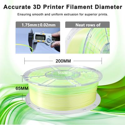 China PLA+ 3D Printer Filament 1.75mm  Gradient Color Yellow Green White  Multicolor PLA+ Filament 1kg /Spool for FDM 3D Printers for sale
