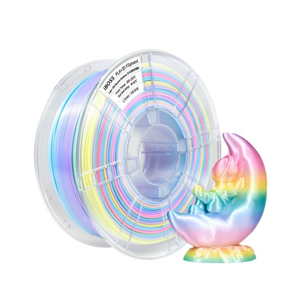 iBOSS PLA+ Impresora 3D de alta calidad Filamento de seda Macaroon Rainbow 1,75 mm Dureza mejorada