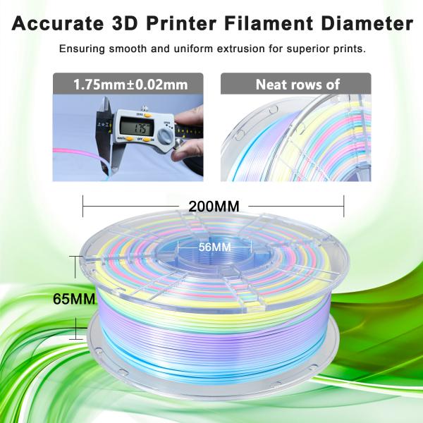 iBOSS PLA+ Impresora 3D de alta calidad Filamento de seda Macaroon Rainbow 1,75 mm Dureza mejorada