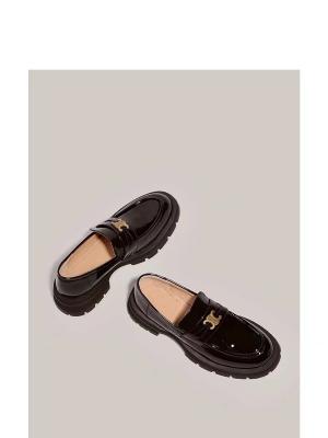 中国 ファッション 黒 フラットローファー シューズ ヒール高さ4cm 販売のため