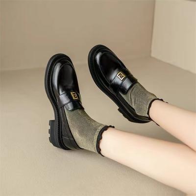 中国 ファッション 黒 フラットローファー シューズ ヒール高さ4cm 販売のため