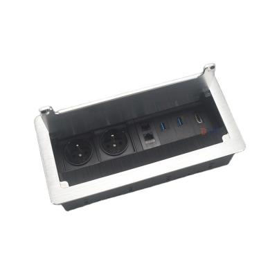 China USB 3.0 multimedia dust-proof with cable management brush conference table socket box with Cat6 for sale
