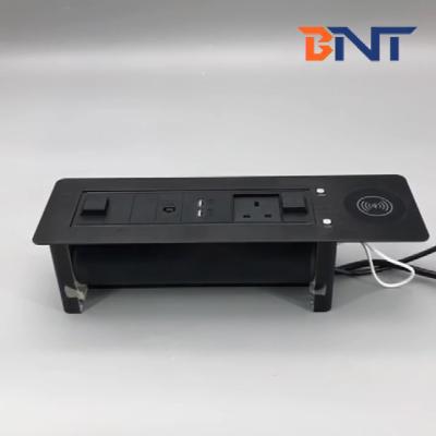 China Recessed conference motorized rotating table top socket with built in desk wireless charger for sale
