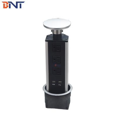 China Pneumatic pop up power data hidden desktop socket for kitchen for sale