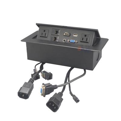 China Hot sale multimedia power data ports concealed desk pop up power outlet for sale