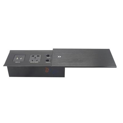 China Office furniture aluminum AC power with USB port sliding extension table power socket outlet for sale