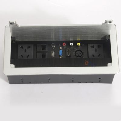China Aluminum alloy flip up brush office desk power socket box for sale