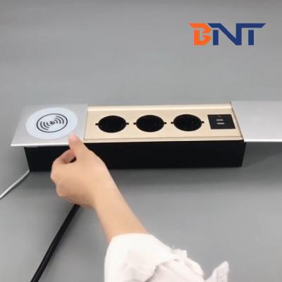 CE Rohs approve EU power wireless charger table socket outlet with slide cover