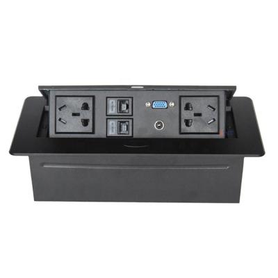 China Smart office round edge desktop pop up power socket outlet with VGA rj45 for sale