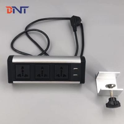 China Double usb charger clamp on table top power socket box for sale