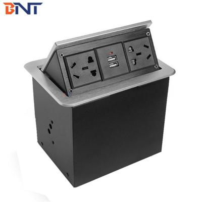 China BNT Latest design cable management on desk socket with dual usb charger gas hydraulic pop up power socket for sale