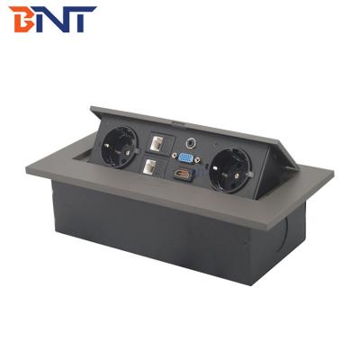 China Hot sale grey color flush mount table pop up power outlet with european power plug for sale