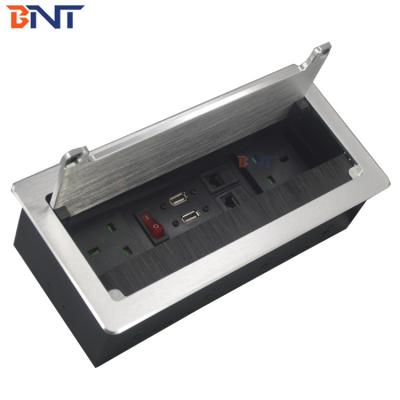 China Smart office use cable management brush power data table outlet box for sale