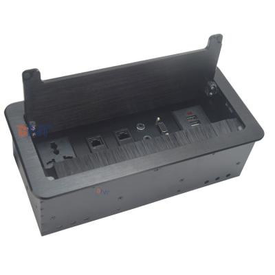 China Aluminum alloy brush hidden conference desktop power socket with usb charger for sale