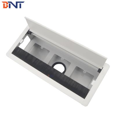 China white rectangle table top hole flip cover cable management box with brush for sale