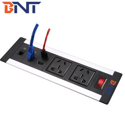 China new design clamping table mounted desktop socket outlet with metal bracket for sale