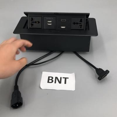 China BNT Manual pop up style office furniture table power outlet with dual usb charge for sale