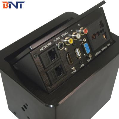 China Conference Table Pop-up Desktop Power Socket Box with Bottom Connection Panel for sale