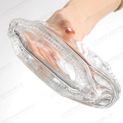 Cina Acid Etch Surface Handling Glass Whisky Brandy Bottle con tappo a cristallo rotondo in vendita