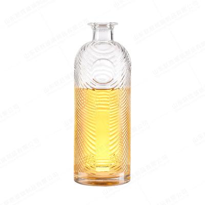 Cina Super Flint Round Liquor Bottle per Vodka Whisky Champagne Spirits Bottiglia di vetro Chiara in vendita