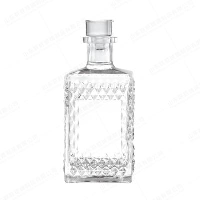 Cina Bottiglia di liquore a tappo di vetro quadrata per tequila e whisky in vendita