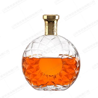 中国 500ml 1000ml ウィスキージンの透明ガラスボトル ポリマーゴールドコルクまたはPour蓋の末端 販売のため