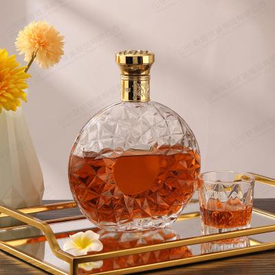 中国 500ml 1000ml ウィスキージンの透明ガラスボトル ポリマーゴールドコルクまたはPour蓋の末端 販売のため