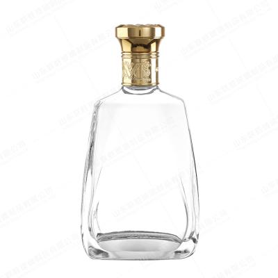 Cina Trattamento superficiale a caldo 500 ml 750 ml 1000 ml Bottiglia di vetro per liquori Bottiglia quadrata in vendita