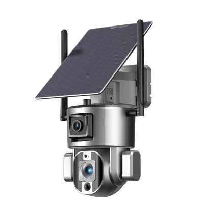 China 4K Dual Screen HD Solar Power Camera Wifi 10X Optical Zoom IP Camera PTZ CCTV Outdoor Camera with Night Vision for sale